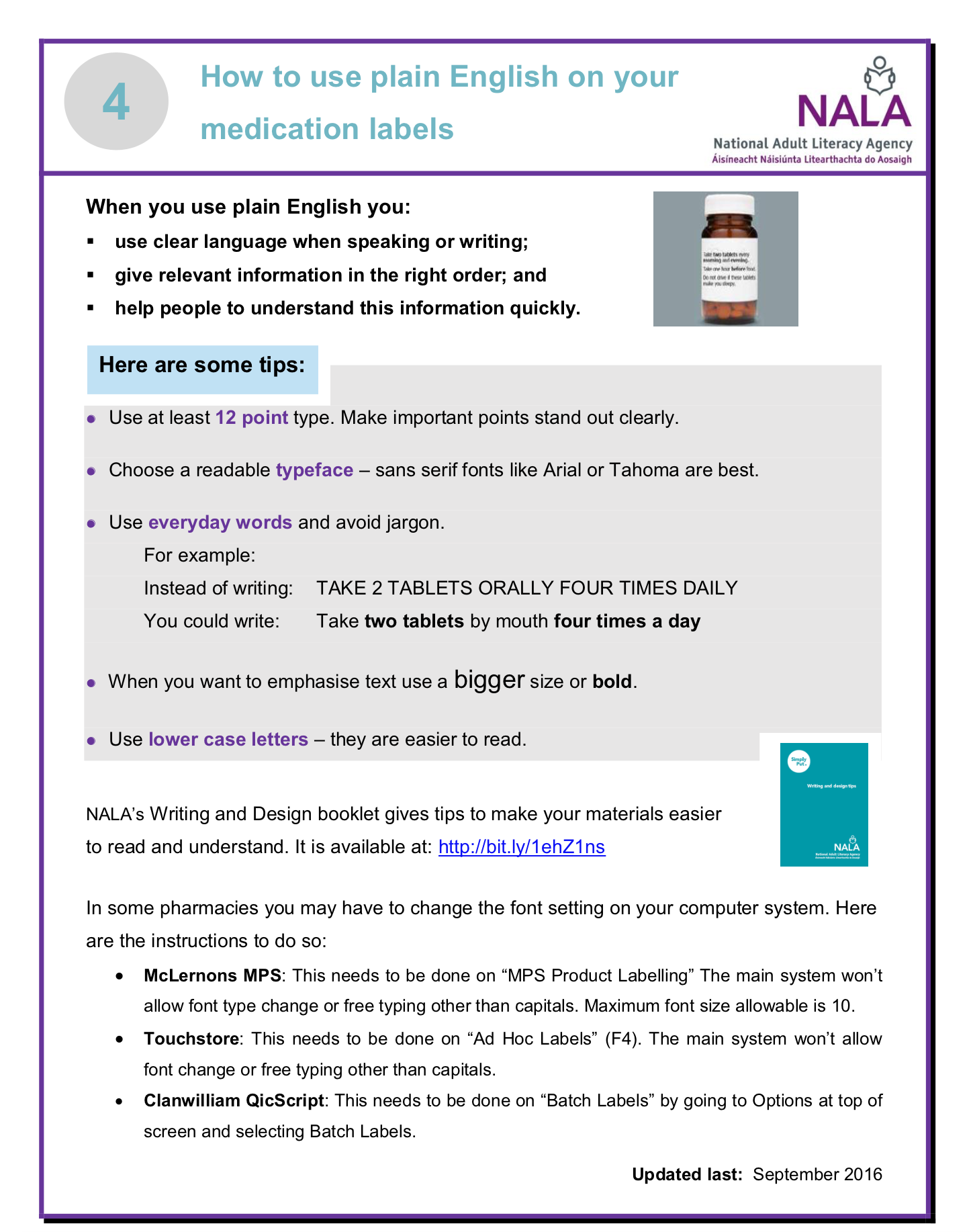 How to use plain English on medication labels - NALA
