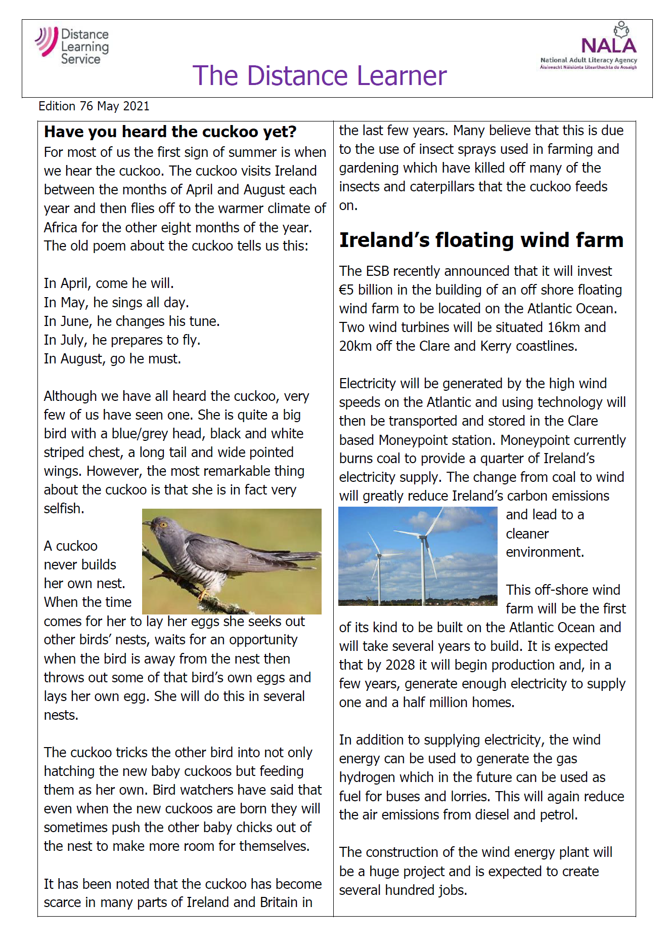 2013-2014 Distance learner worksheets - NALA