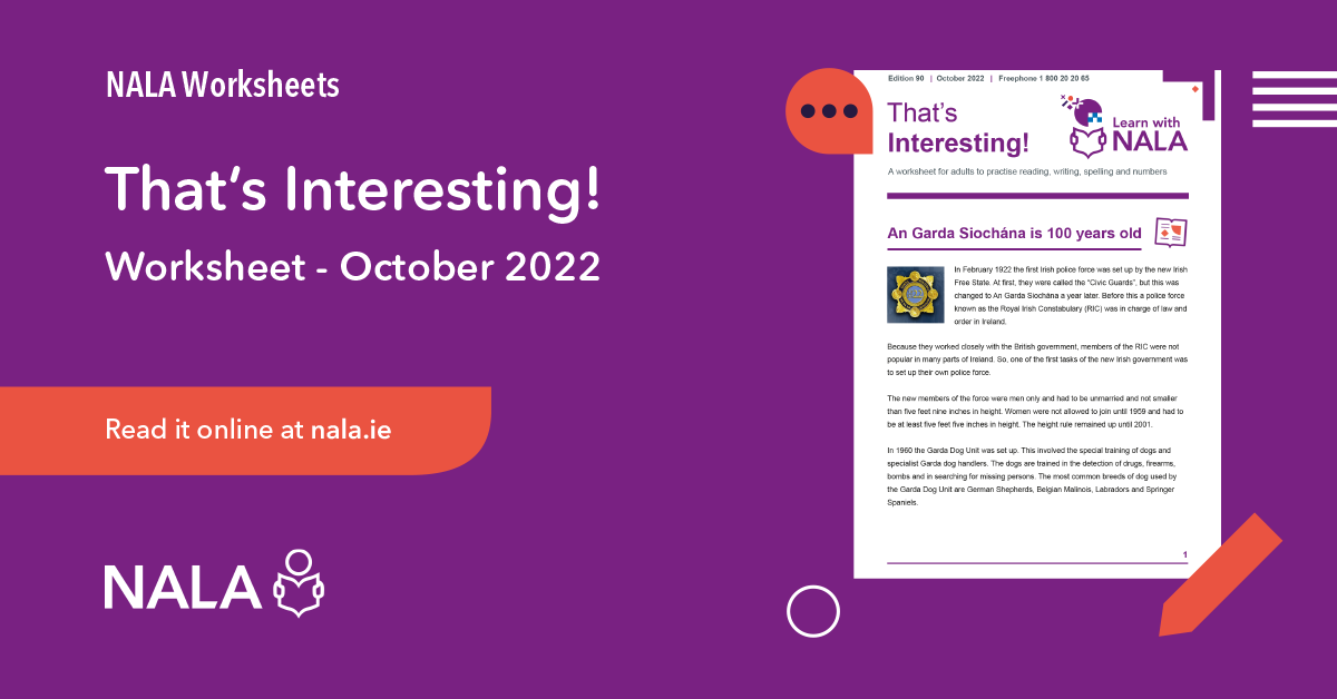 That's Interesting! - October 2022 worksheet (Issue 90) - NALA