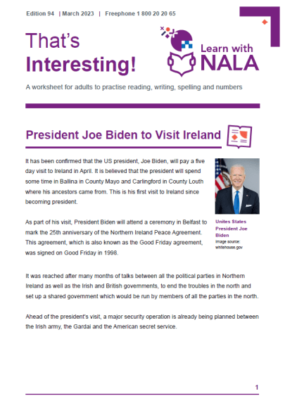 That’s Interesting! – March 2023 worksheet (Issue 94) - NALA That’s Interesting! – March 2023 worksheet (Issue 94) - NALA